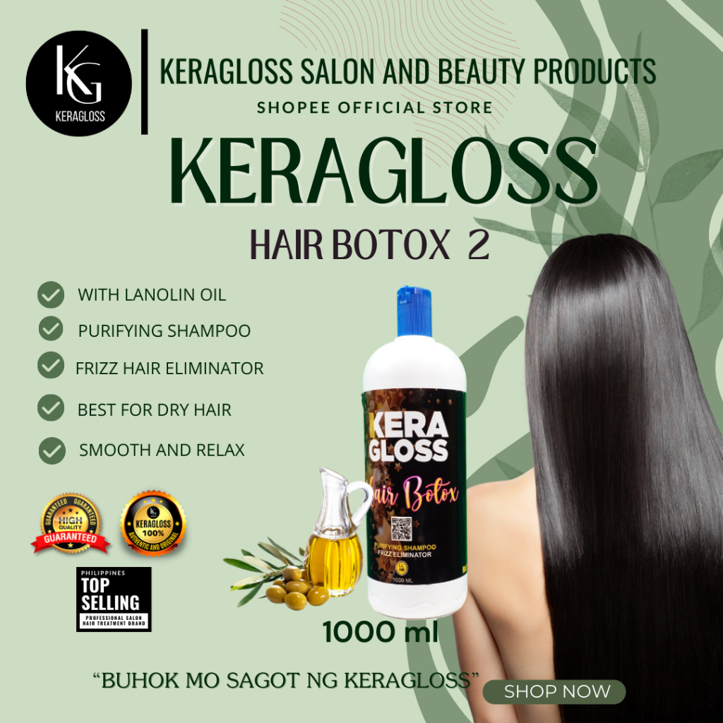 KERA GLOSS Hair Botox Purifying Shampoo Frizz Eliminator With Lanolin ...