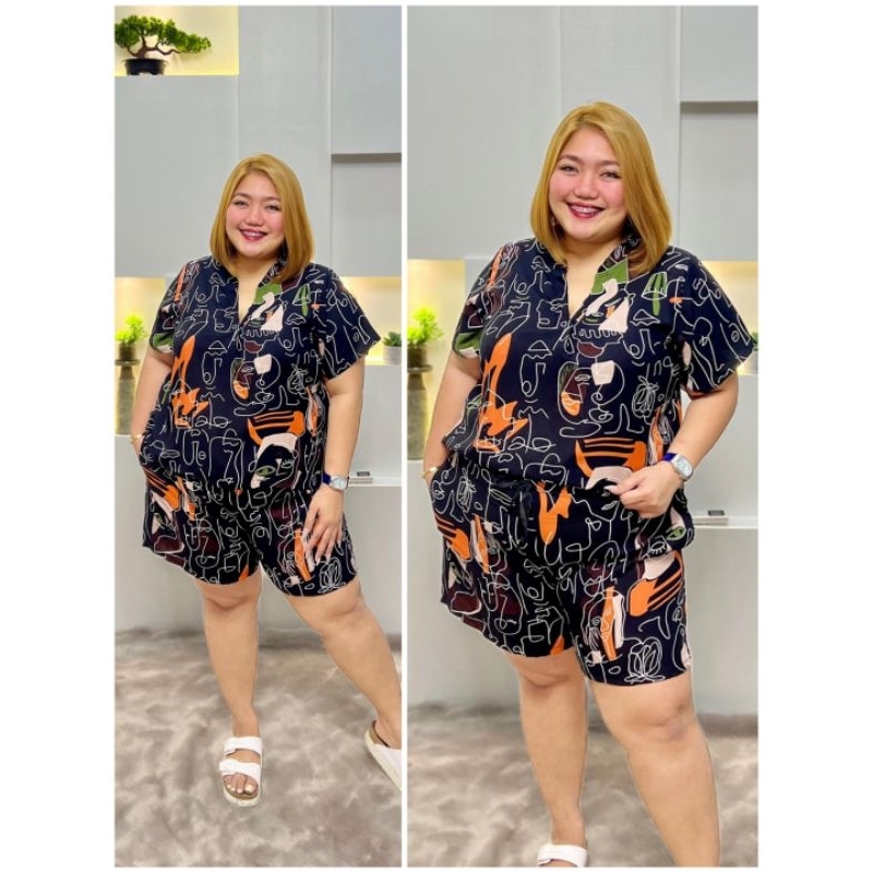 Plus Size Challis Terno Short (XL to 3XL) | Shopee Philippines