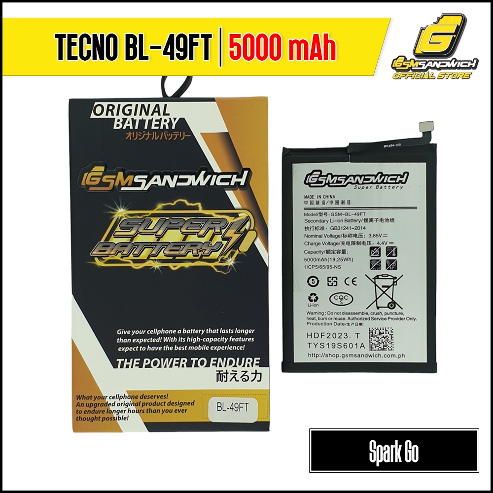 GSMSandwich Super Battery BL-49FT for TECNO Spark Go 5000mAh | Shopee ...