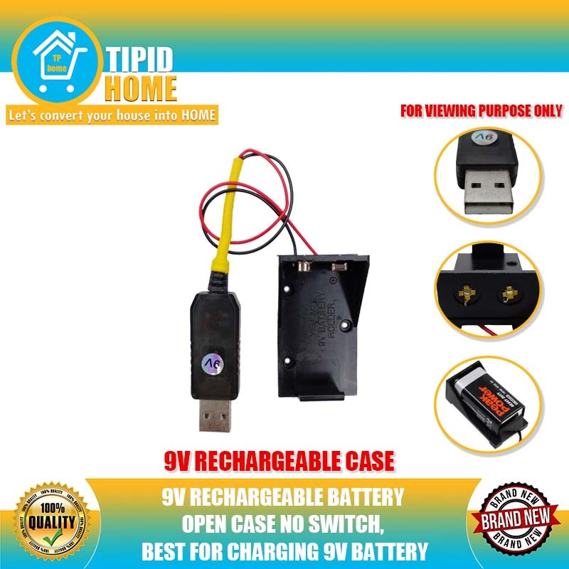 TIPID HOME 9V RECHARGEABLE BATTERY OPEN CASE NO SWITCH, BEST FOR ...