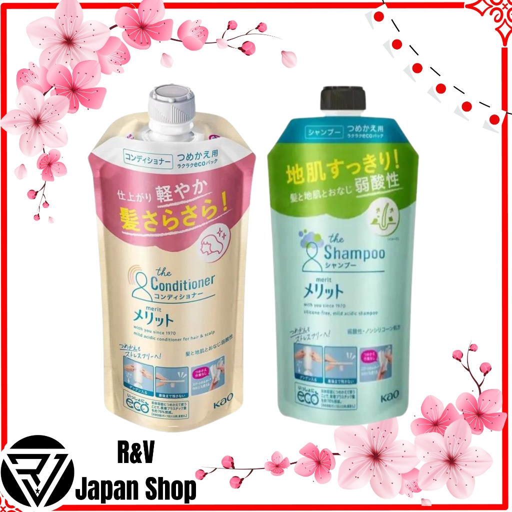 Kao Merit メリット Shampoo and Conditioner Refill 340ml | Shopee Philippines