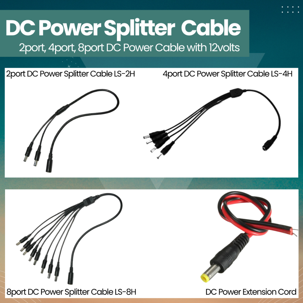 DC Power Splitter Cable with 12Volts 2port|4port|8port and DC Power ...