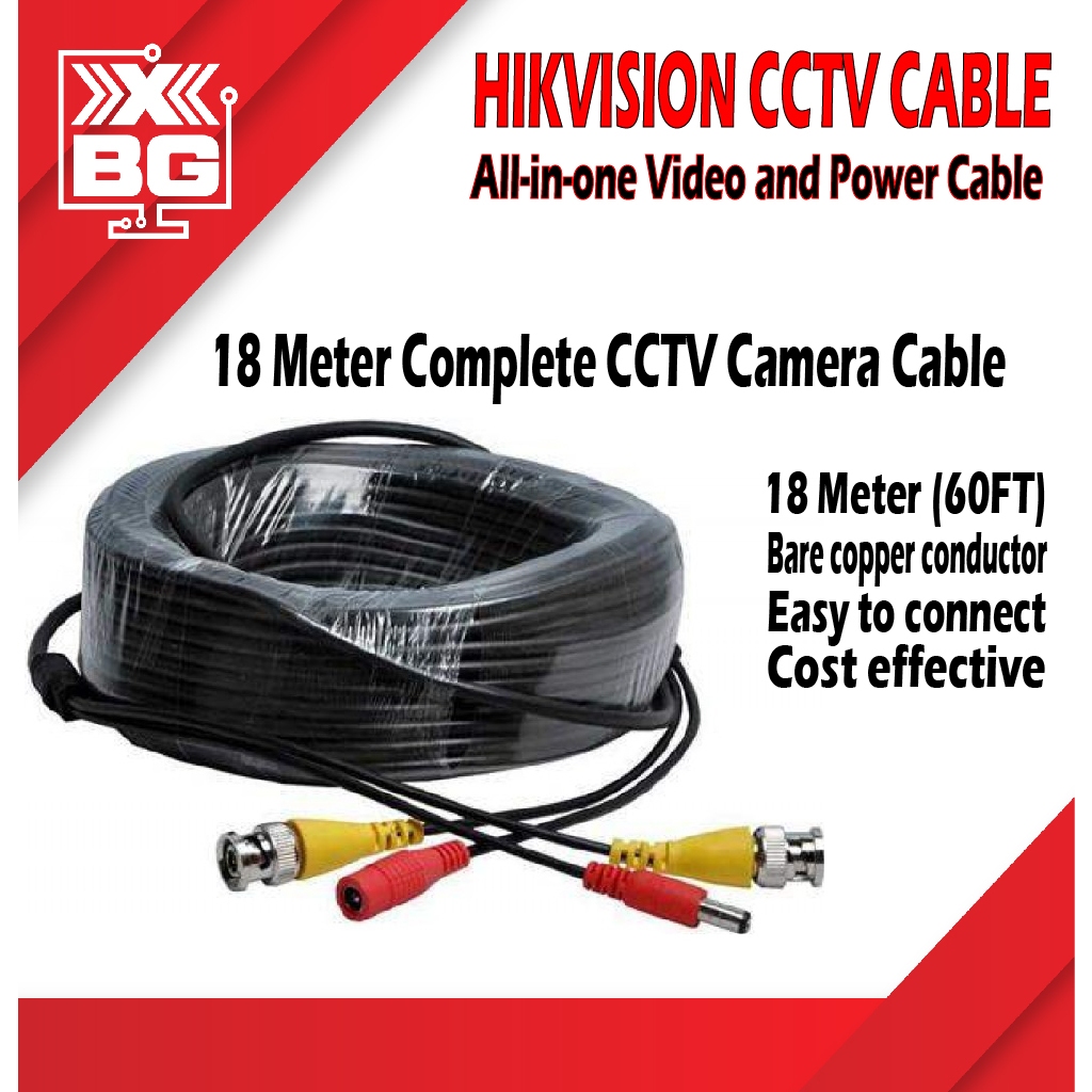 cctv cable (hikvision original) 18 meters (60ft) | Shopee Philippines