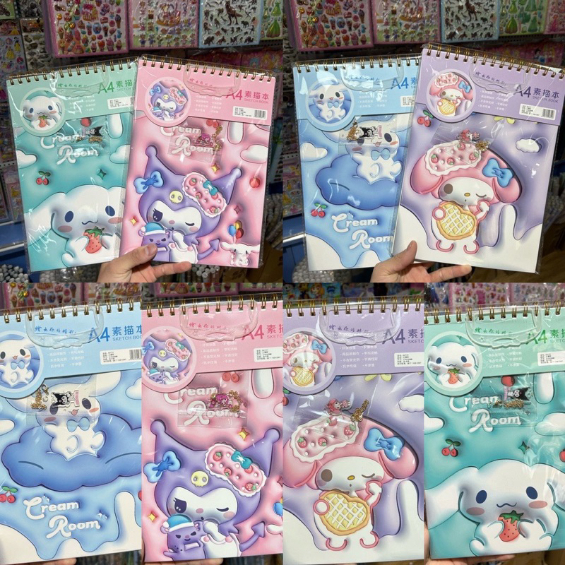 Sanrio sketch book A4 drawing 3D cover book blank painting cartoon ...
