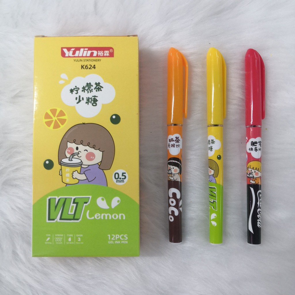 K624 "CoCo" "Lemon" "Coca Cola" Gel Pen (12pcs/box) | Shopee Philippines