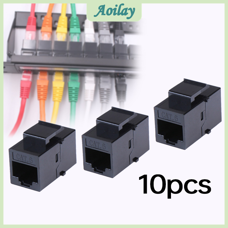 10ocs RJ45 CAT6 Ethernet Network Connector Keystone Jack Gigabit ...