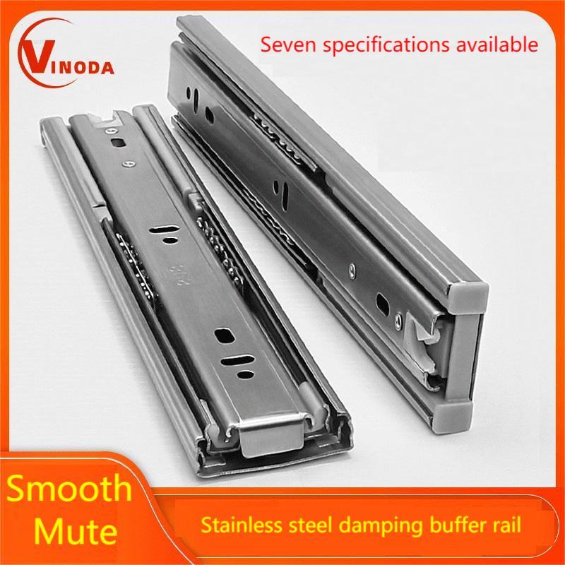 Modern simple 304 stainless steel slide rail drawer damping three ...