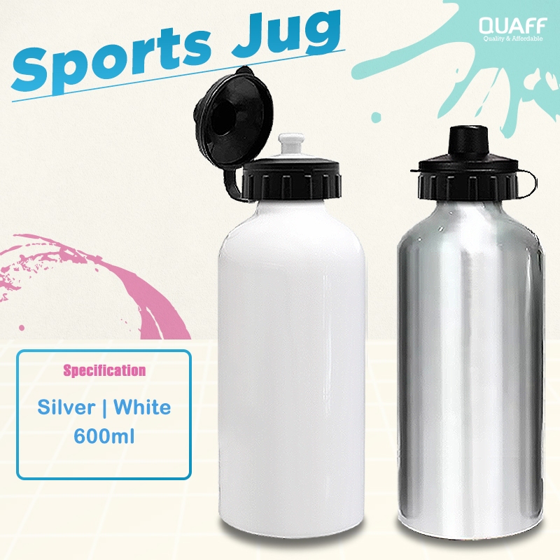 Quaff Sublimation Sports Jug 600ml White/Silver Sublimation Coated ...