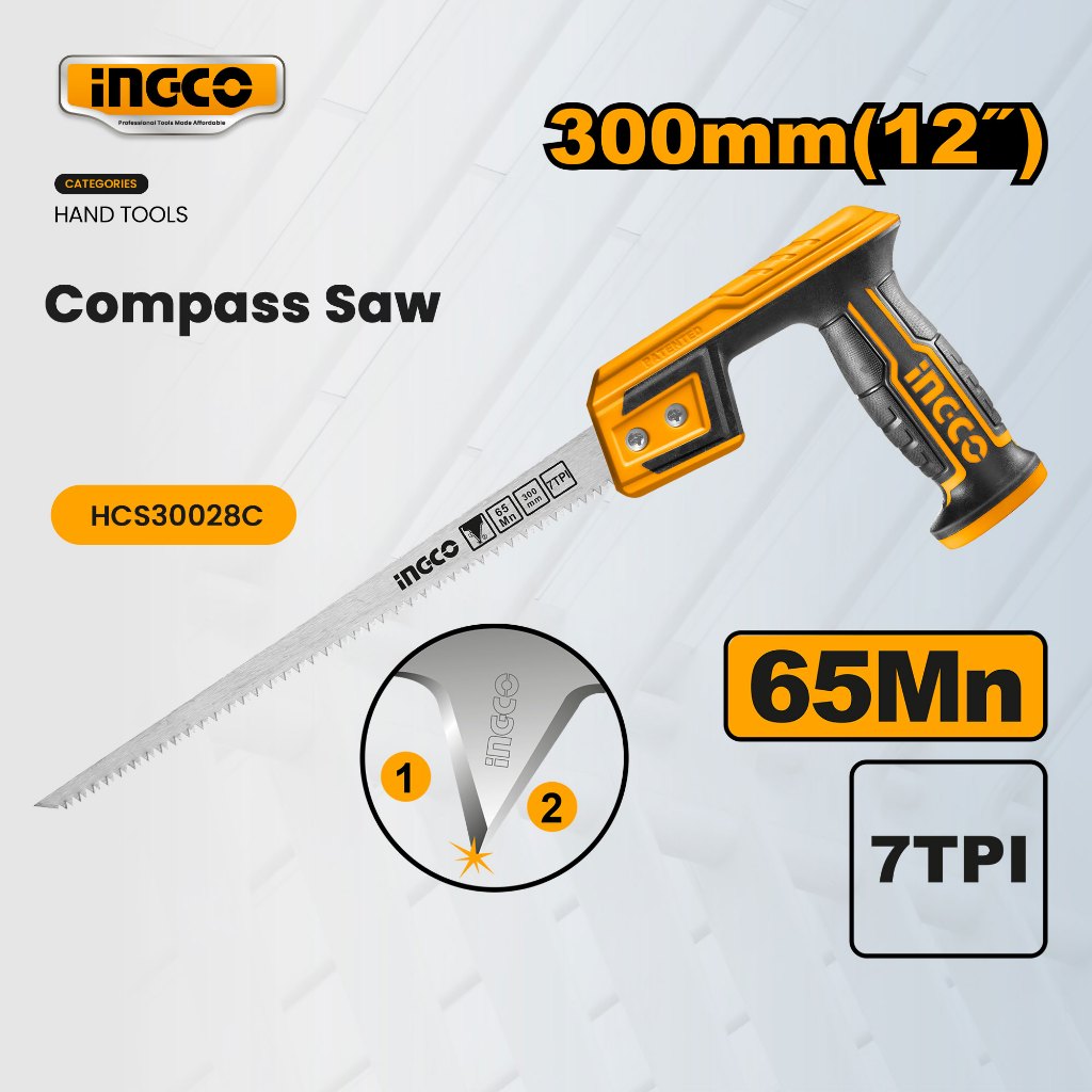 Ingco Compass Saw Hand Saw Lagari 12" 7TPI HCS30028C IHT | Shopee ...