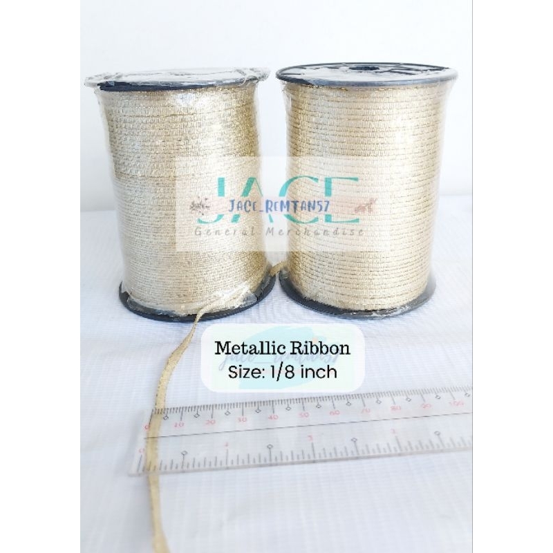 1/8 " Metallic GOLD Ribbon - Double Edge (sold per roll) | Shopee ...
