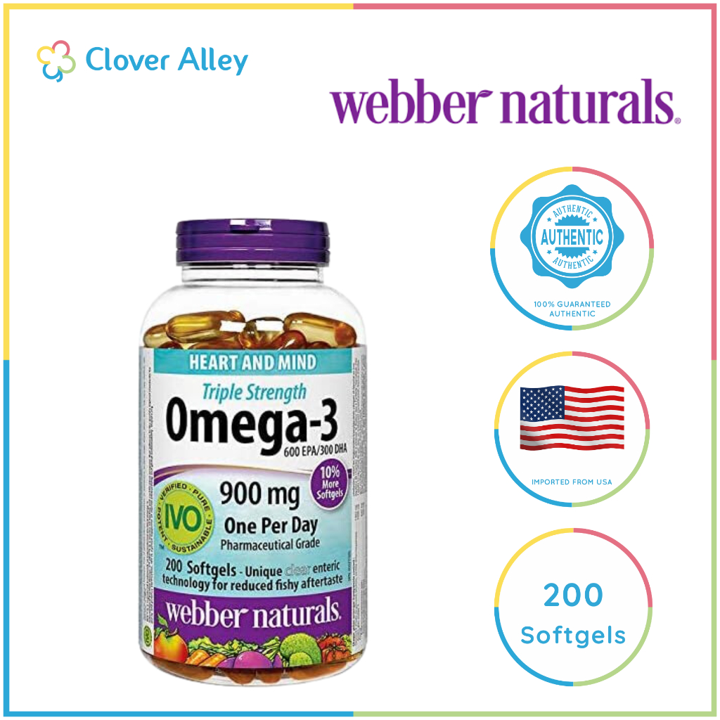 Webber Naturals Omega-3 900mg, 200 Softgels (07/2025 Expiry) | Shopee ...
