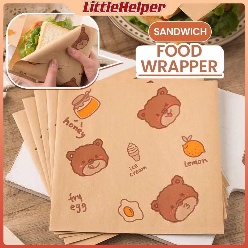 50pcs Greaseproof Paper Bag For Sandwich Buger Wrapper Bag Donut Bread ...