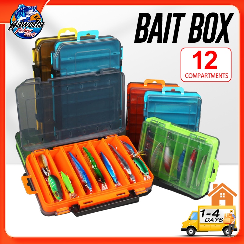 Double Sided Fishing Tackle Box 12 14 Compartments Bait Lure Hook ...