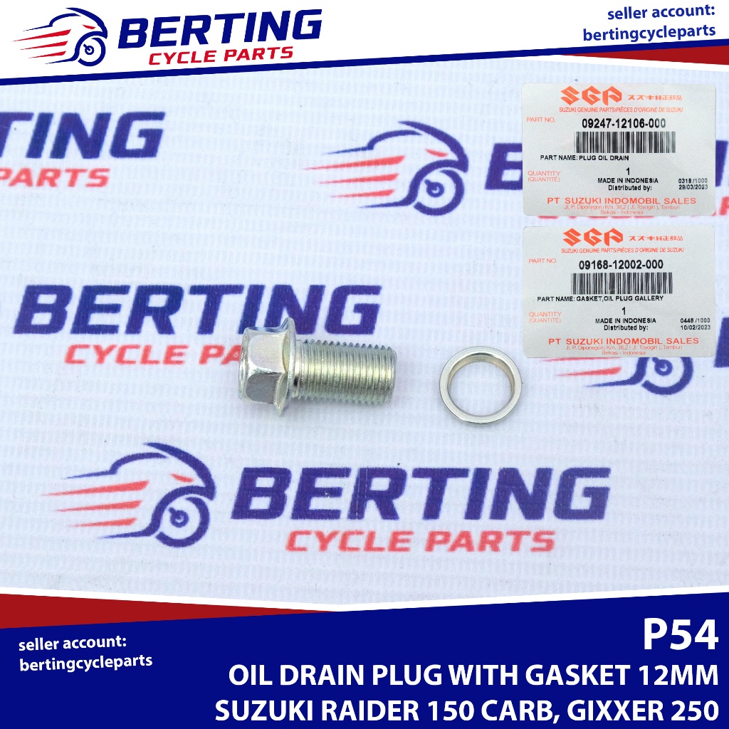 SGP OIL DRAIN PLUG W/ GASKET 12MM Suzuki Raider 150 Carb Gixxer 250 ...