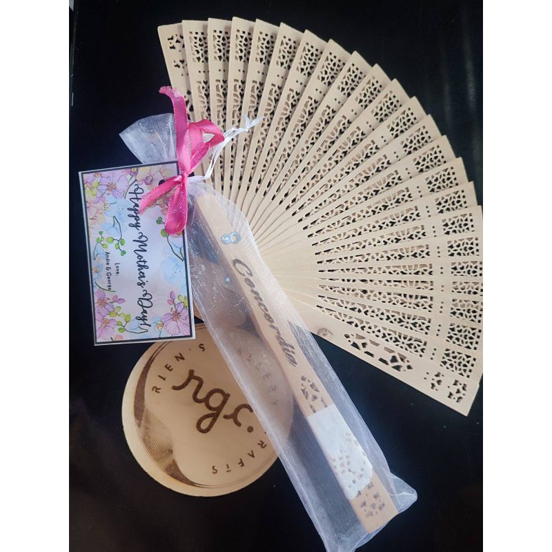 rgc Wooden Fan Personalize Customize Laser Engraved Souvenirs Giveaways ...
