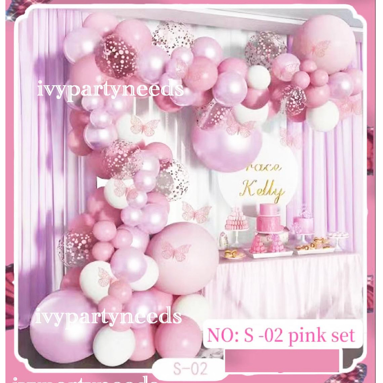 Butterfly Pastel Pink Balloon Garland Set for Debut Birthday ...