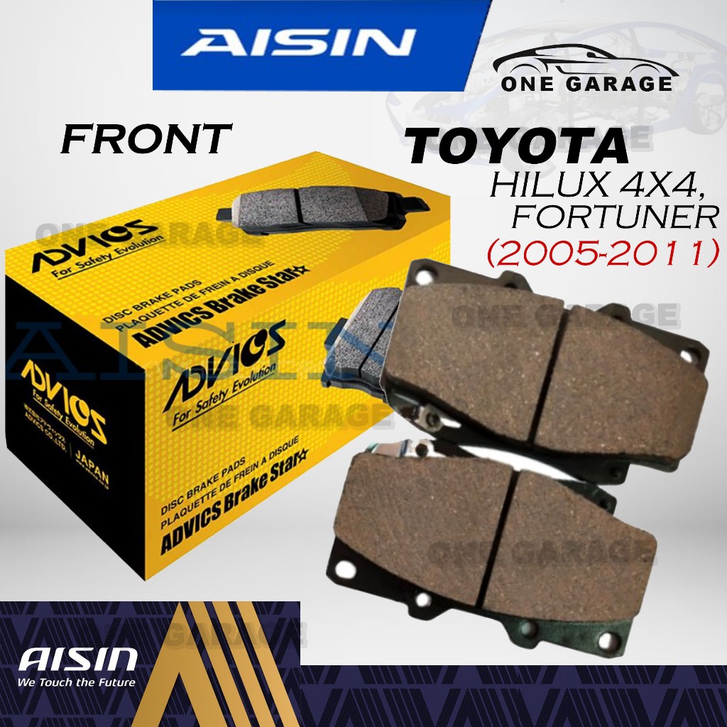 AISIN Brake Pad FRONT For TOYOTA FORTUNER 4X4, 4X2 (2005-2011) 1set ...