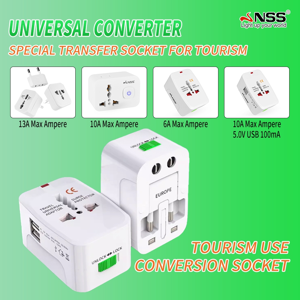 NSS 250V 6A 10A 13A Universal Travel Power Plug Charger Adapter ...