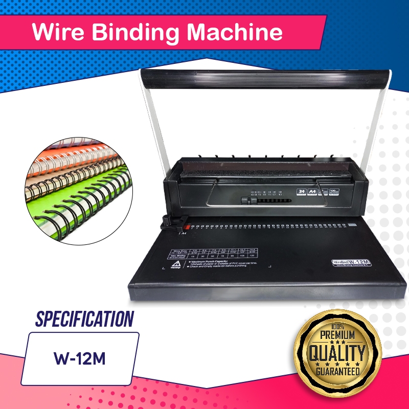 Wire Binding Machine Q-W12M A4 Size Heavy Duty Binder 3:1 Pitch Double ...