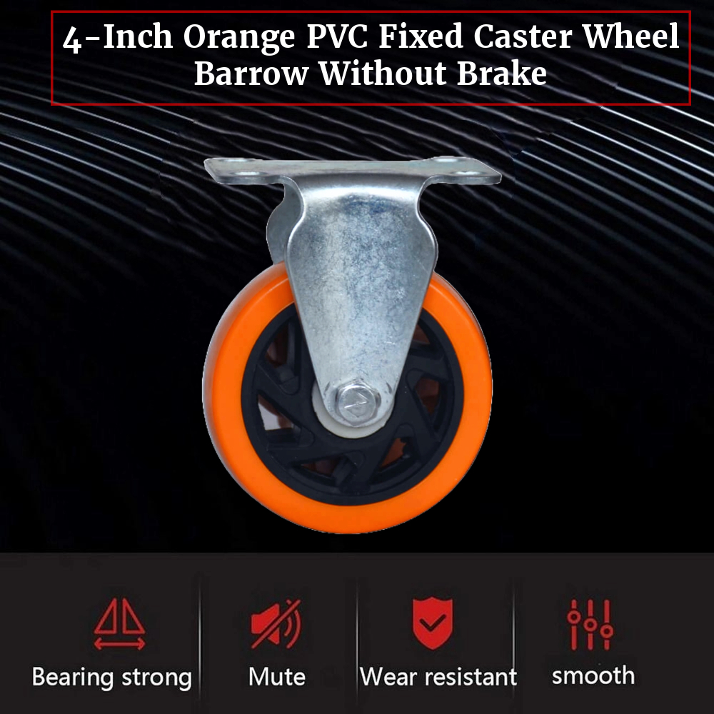 4-Inch Orange PVC Fixed Caster Wheel Barrow Without Brake | Shopee ...