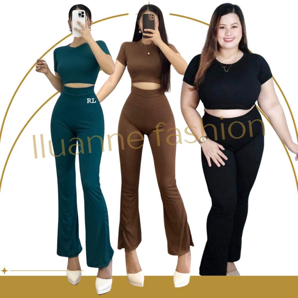 LF FLARE TERNO Knitted XS-Semi Large Knitted Basic Sleeve Crop Top with ...