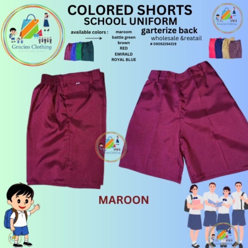 MAROON SHORT SCHOOL UNIFORM GARTERIZE STYLE KATRINA FABRIC GOOD QUALITY ...