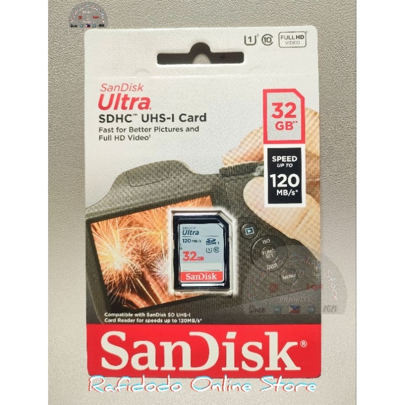 SanDisk Ultra 32GB SD CARD for DSLR Camera 120 MB/s, Class 10, U1 ...