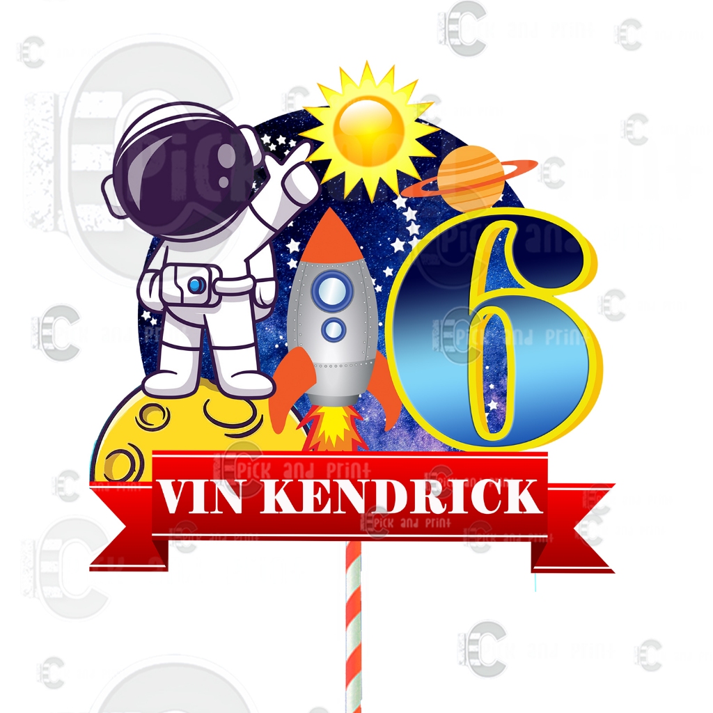 Personalized / Customized Astronaut Outer Space Theme Cake Topper for ...