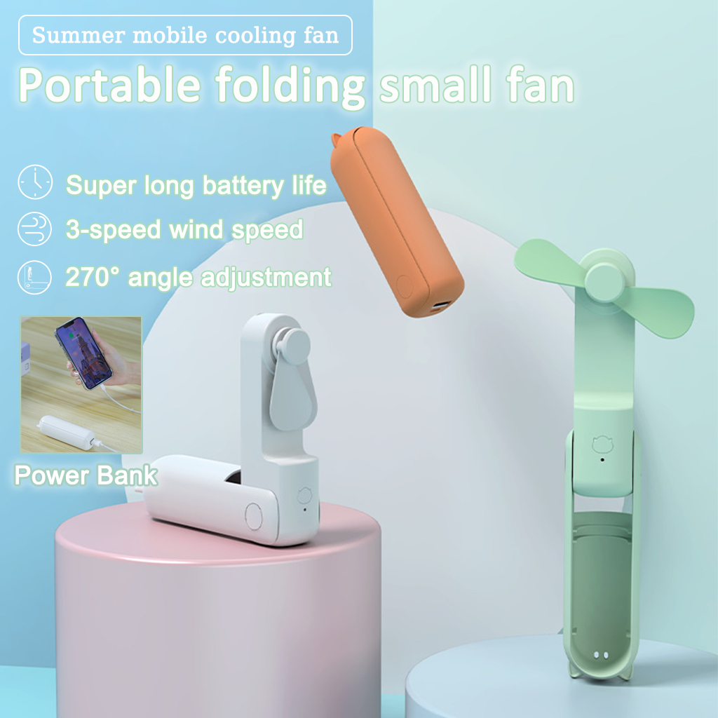 XT Foldable fan with powerbank Portable Handheld Mini Fan Rechargeable ...