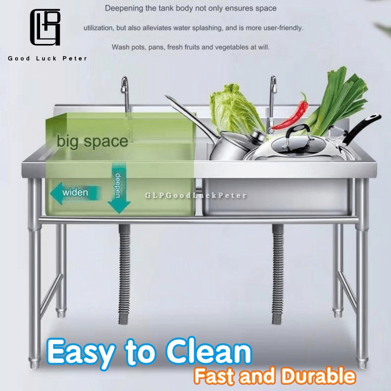 Floor-mounted Stainless Steel Kitchen Wash Basin Vegetable and Utensil ...