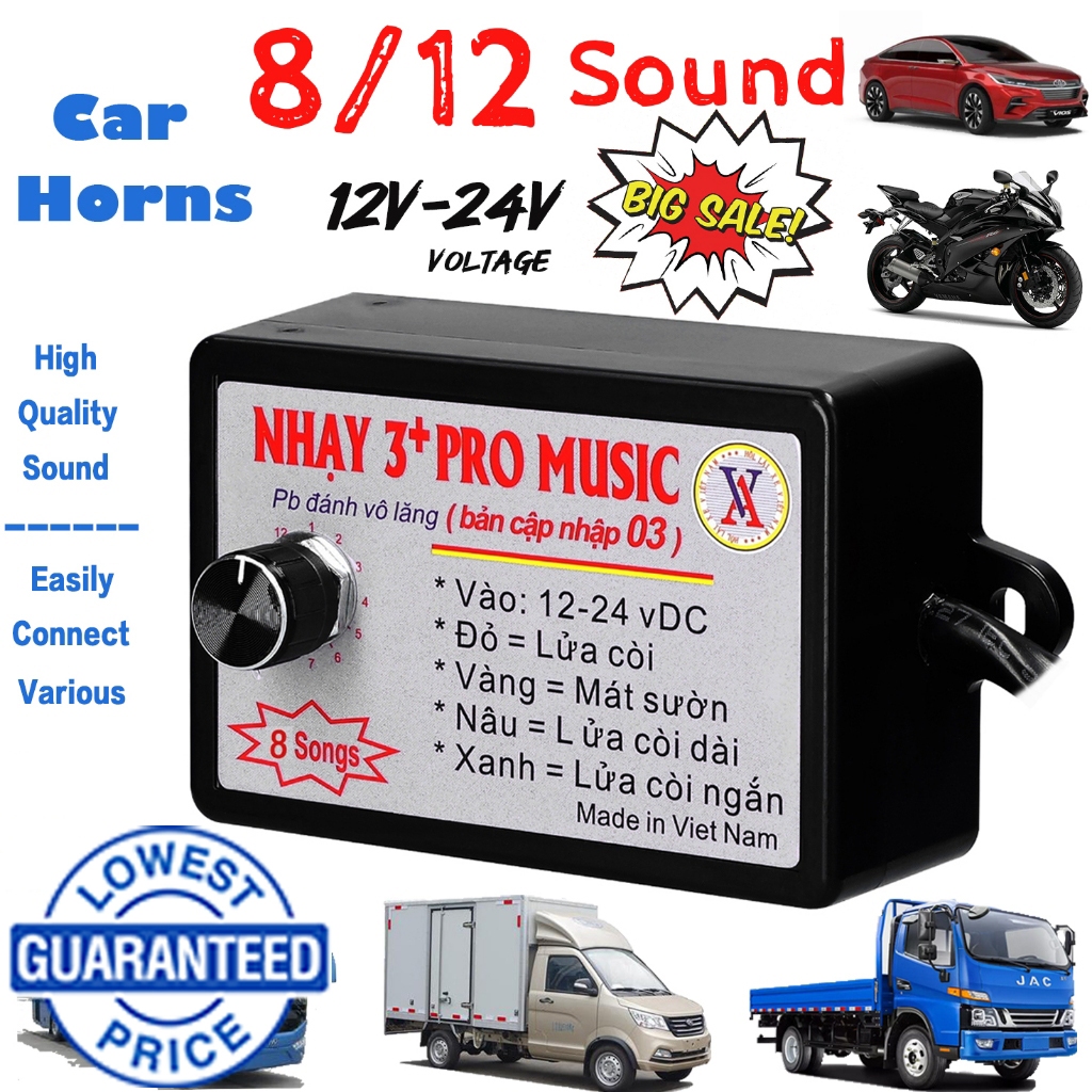 12v24v Universal Car Horn Controller nhay 3+ pro music for horn Speaker ...