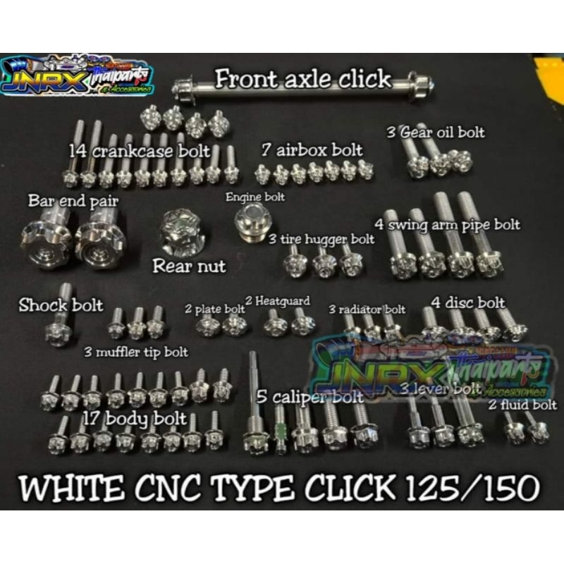 CLICK 125 150 V1 V2 V3 CNC GEAR TYPE BOLT SET / SC SIAM BRAND STAINLESS ... CLICK 125 150 V1 V2 V3 CNC GEAR TYPE BOLT SET / SC SIAM BRAND STAINLESS ...
