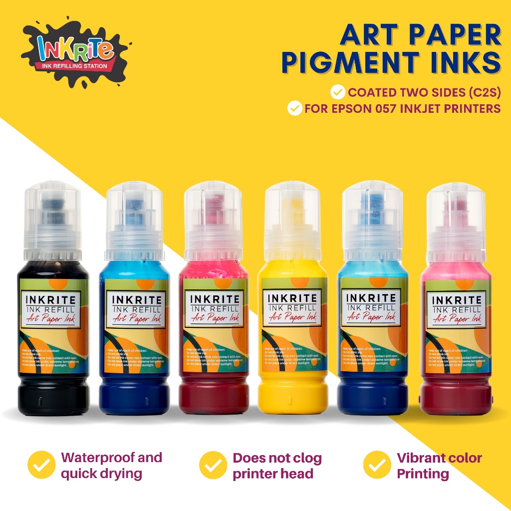 Inkrite Art Paper Pigment Ink for Epson 057 Inkjet Printers, 100 ml ...