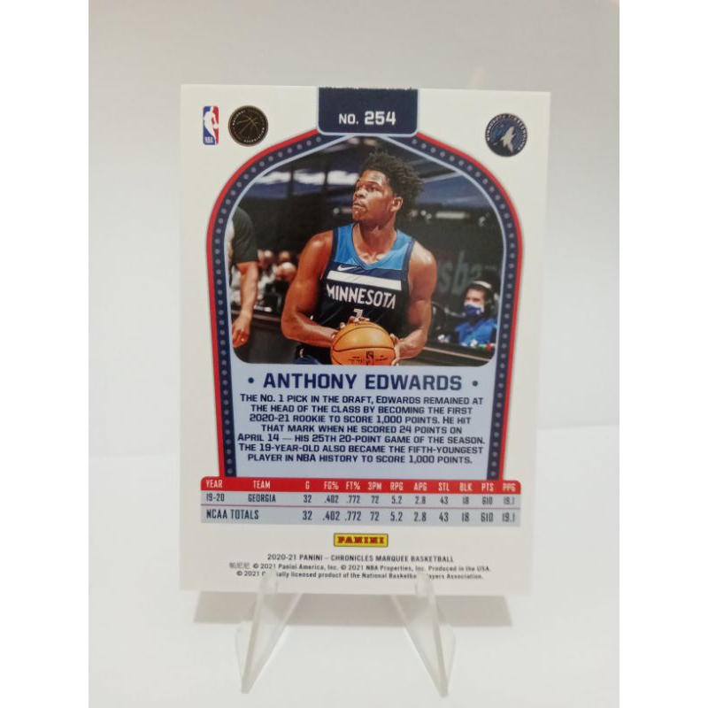 NBA BASKETBALL CARD: ANTHONY EDWARDS ROOKIE CARD | Shopee Philippines