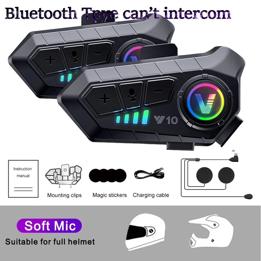 HVA Helmet Intercom for Motorcycle Headset Wireless Hands-free Call ...