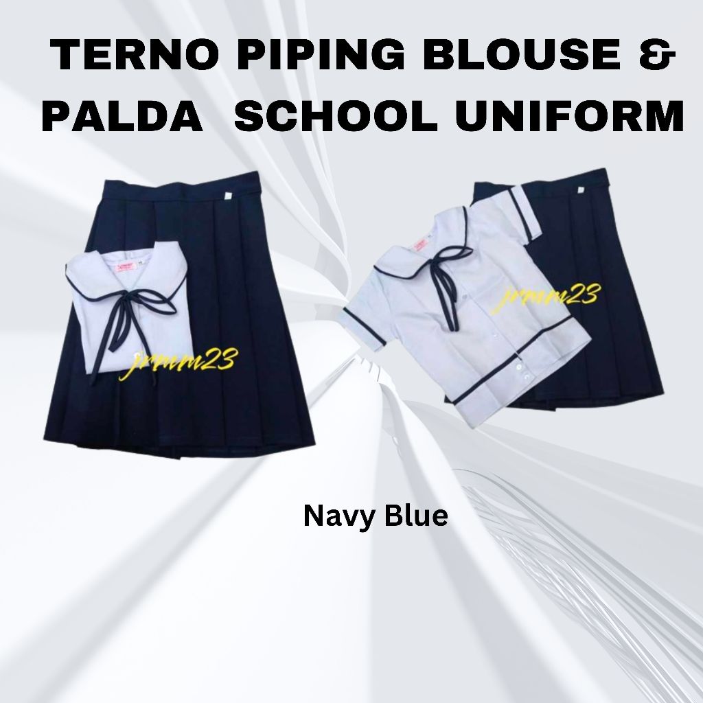 Terno Blouse Piping and Skirt School Uniform Kinder to High school | Shopee Philippines