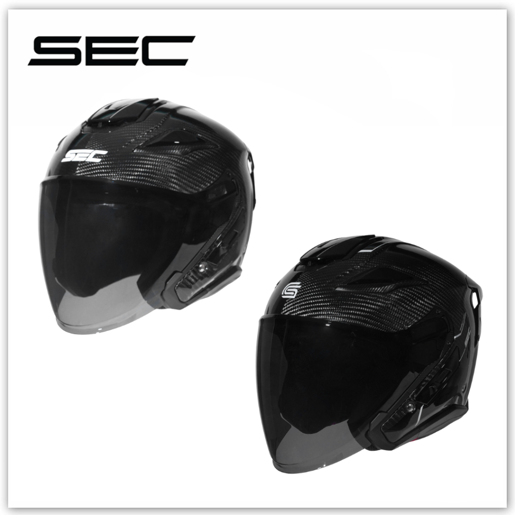 Sec Half Face Helmet for Motorcycle - Tempo Carbon Gloss (S-XXL ...