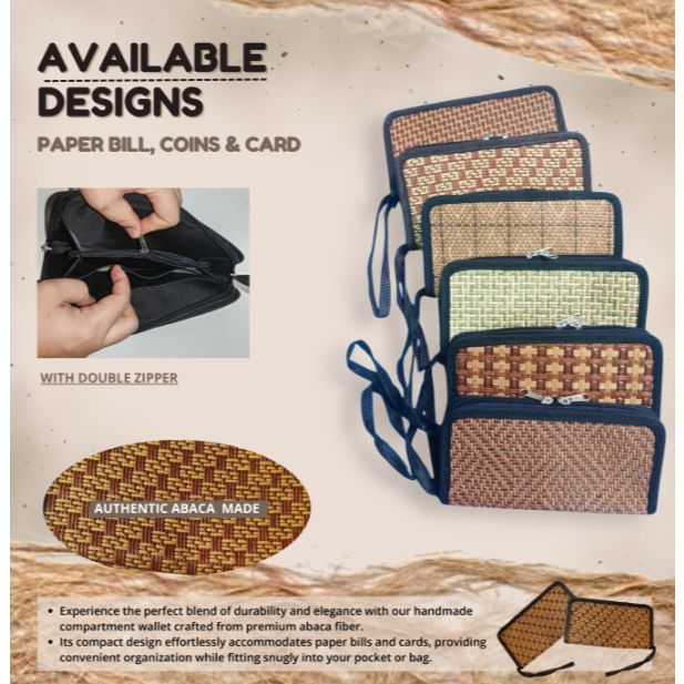 Compartment Wallet Long Cellphone pouch made in Native Banig with ...