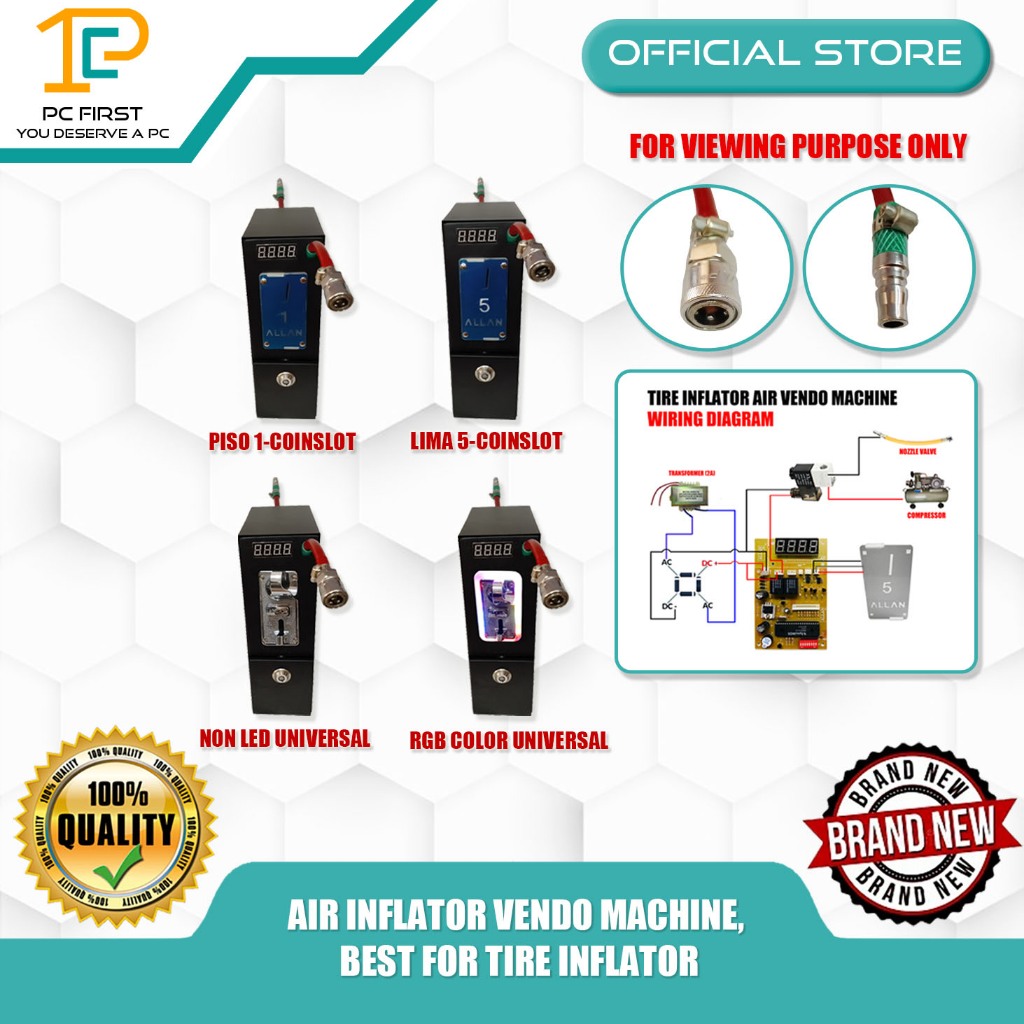 PC FIRST AIR INFLATOR VENDO MACHINE, BEST FOR TIRE INFLATOR | Shopee ...