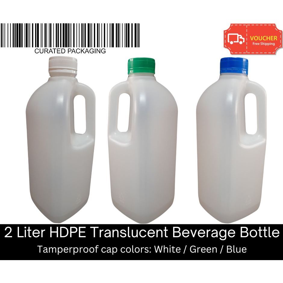 BRAND NEW: 2 Liter Beverage Translucent HDPE Bottle with Tamperproof ...