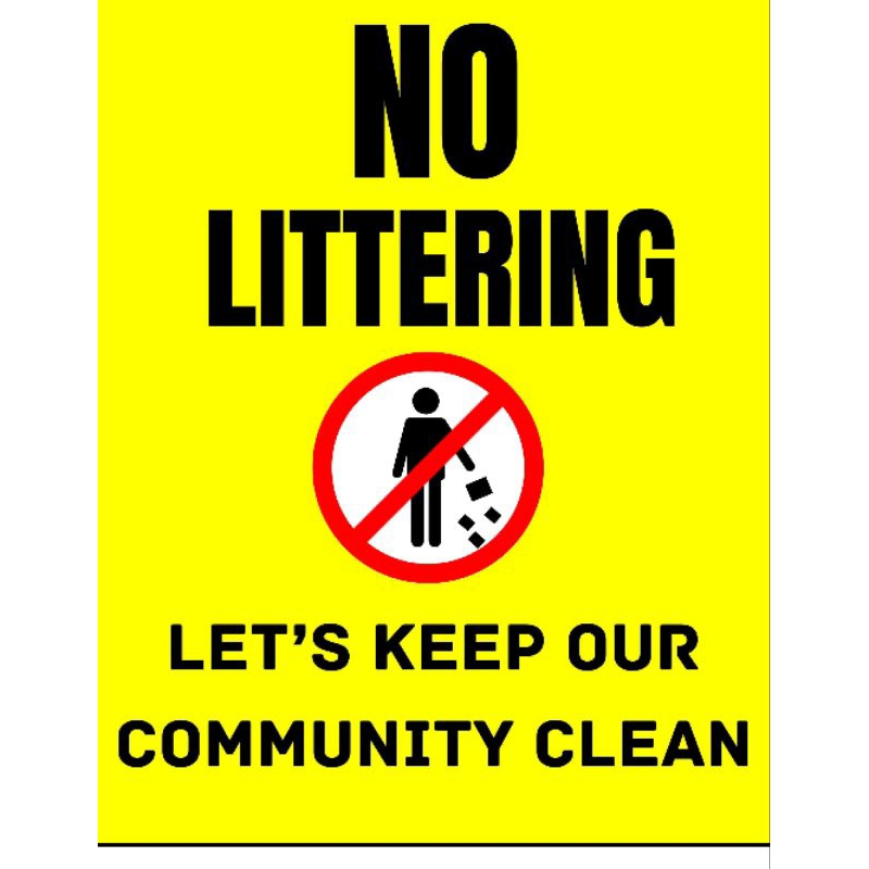 No Littering Signage| Let' Keep Our Community Clean 8.5 x 11 in Size ...