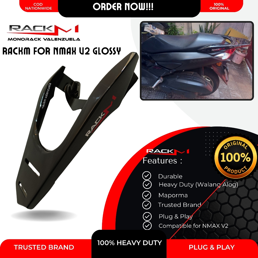 RackM Monorack bracket for NMAX V2 - GLOSSY BLACK SPECIAL EDITION ...