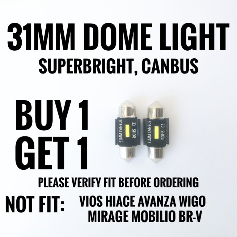 2pcs 31mm LED Festoon Dome/Ceiling/Interior Light Honda | Shopee ...