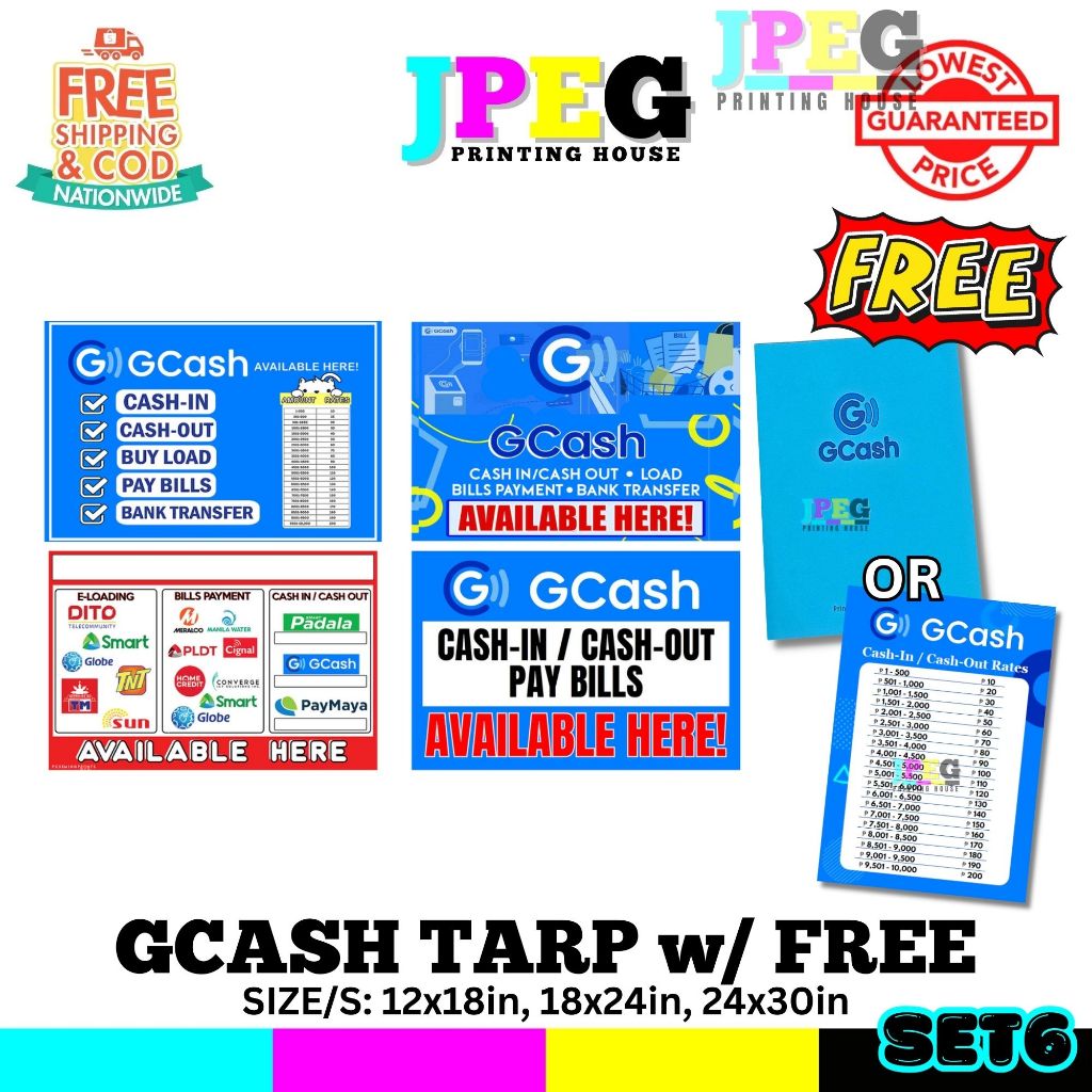 SET6 GCASH Tarp with RATES w/ cash-in/cash-out PAHABA TARPAULIN RC FD2 ...