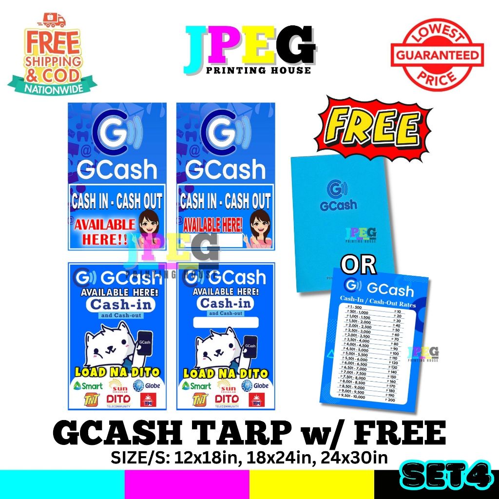 SET4 GCASH Tarp with FREE RATES or PAD w/ cash-in/cash-out Affordable ...