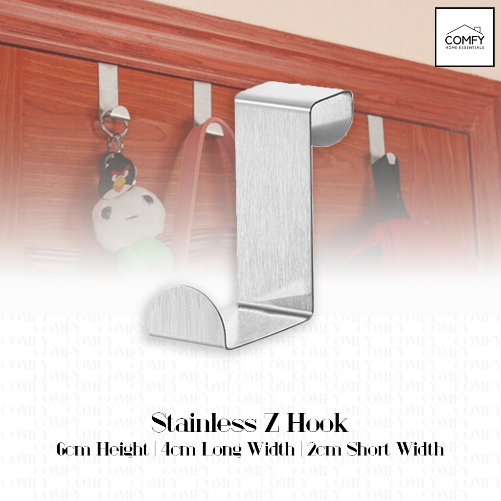 Stainless Steel Z Shape Over the Door Hook Creative Multipurpose Hooks ...