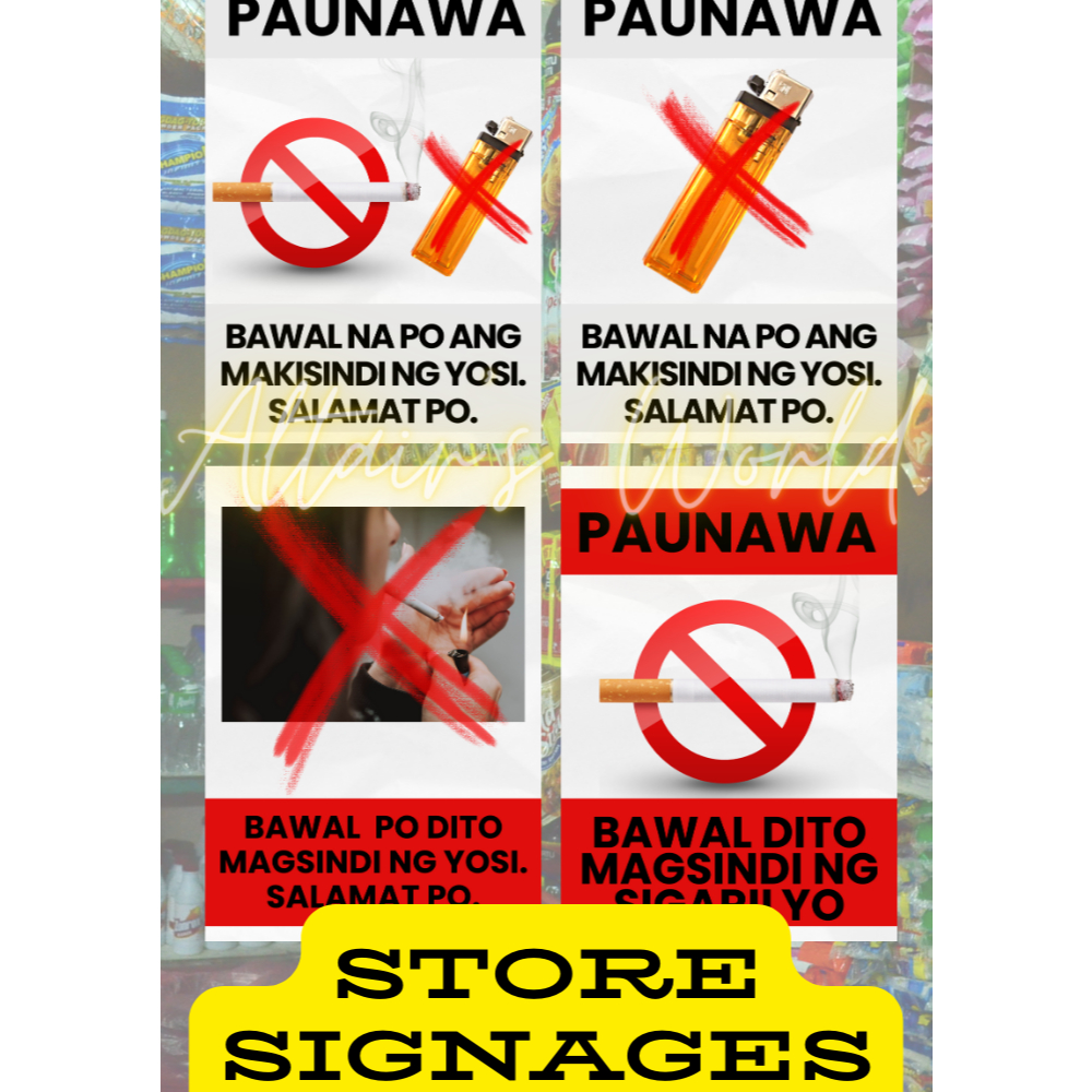 Signage for Business sari sari store signage no smoking sign Bawal ...