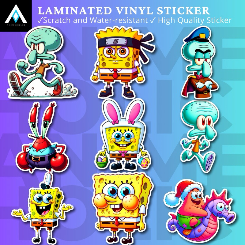 SPONGEBOB SQUAREPANTS STICKERS LAMINATED VINYL ~ ANIMEHOLIC | Shopee ...