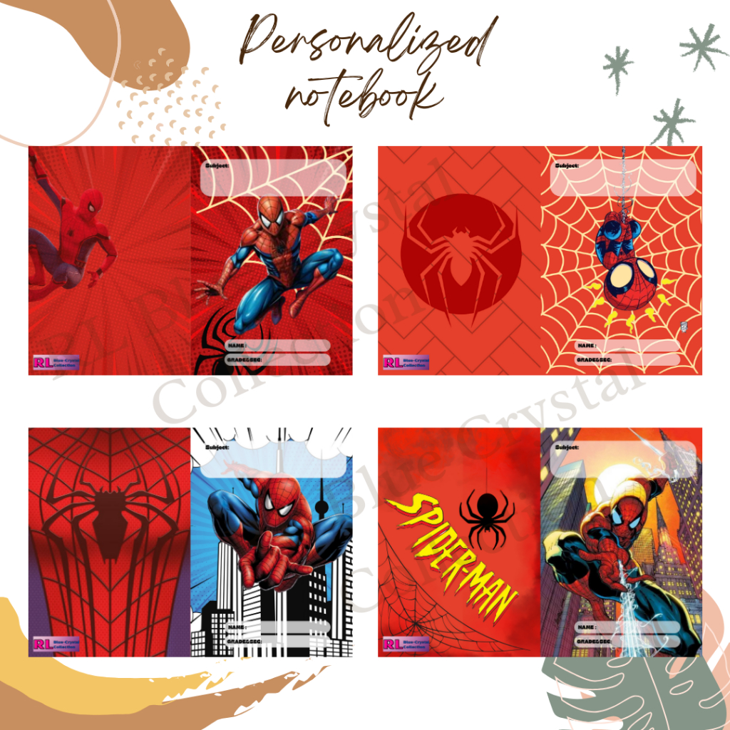Spiderman Themed Personalized Notebooks with Water/Scratch Proof Cover ...