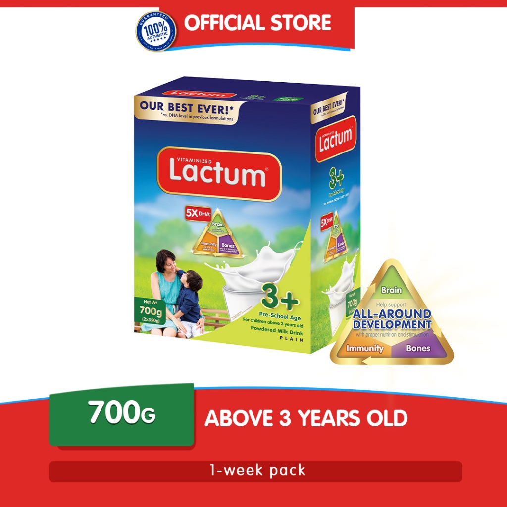 Lactum 3+ Plain Powdered Milk Drink for Children Above 3 Years Old 700g ...